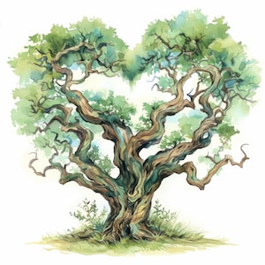 10 Tree of Love Clipart Bundle, Magical Heart Tree Illustration ...