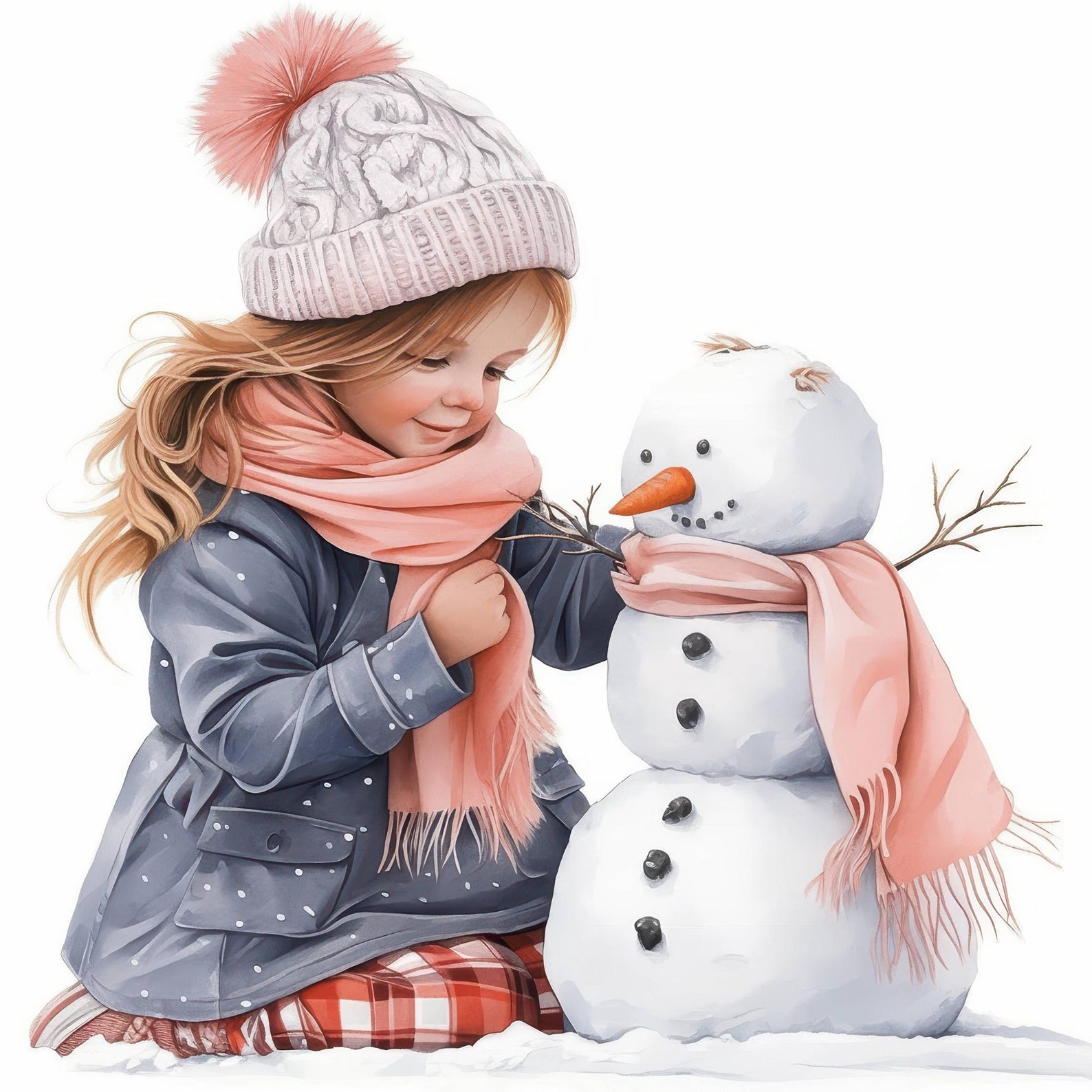 10 Winter Kid and Snowman Clipart Bundle, Snow Day Fun Illustration ...