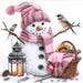 15 Christmas Pink Snowman Clipart Bundle, Cute Winter Illustration ...