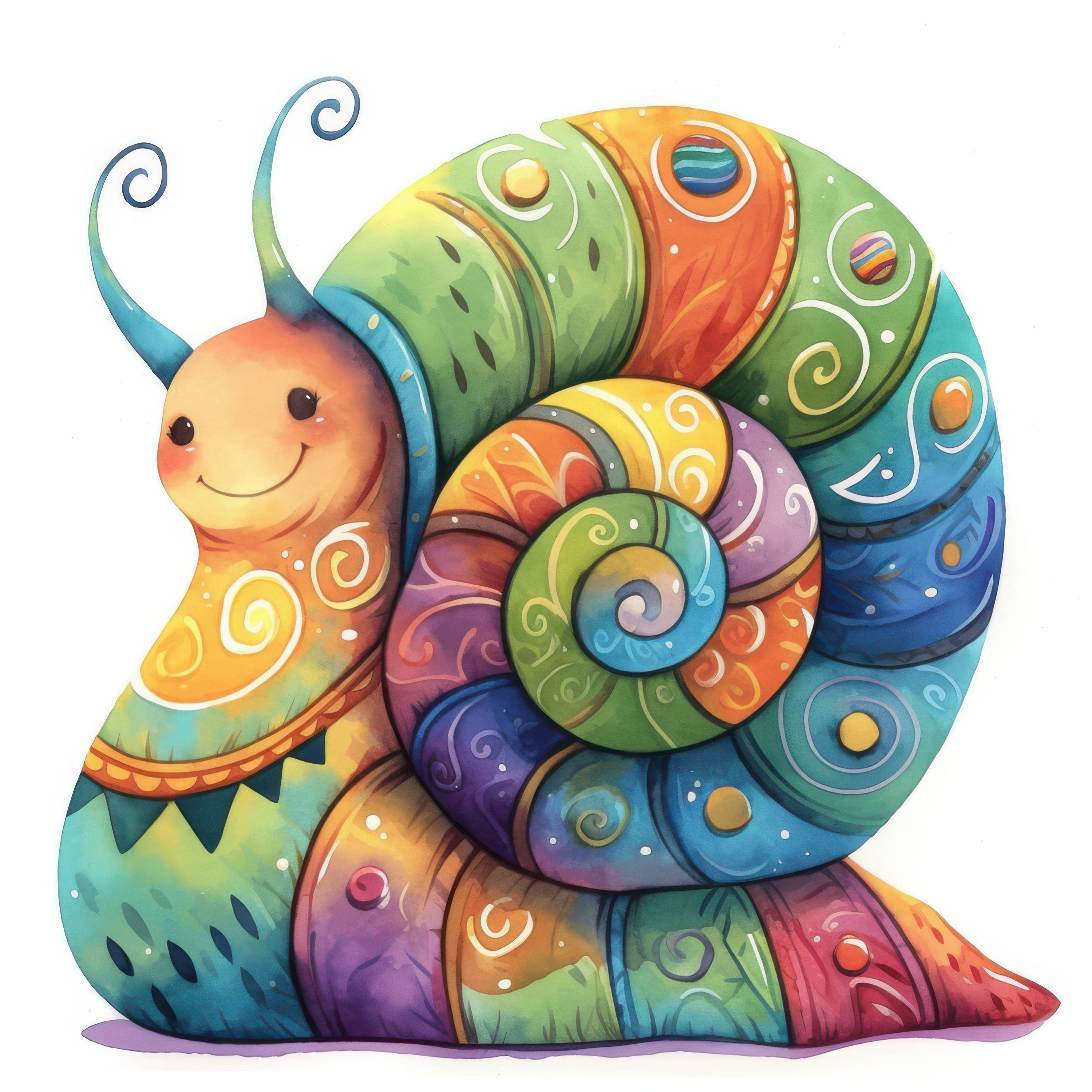 10 Happy Little Snail Clipart Bundle, Animal Illustration, Printable ...
