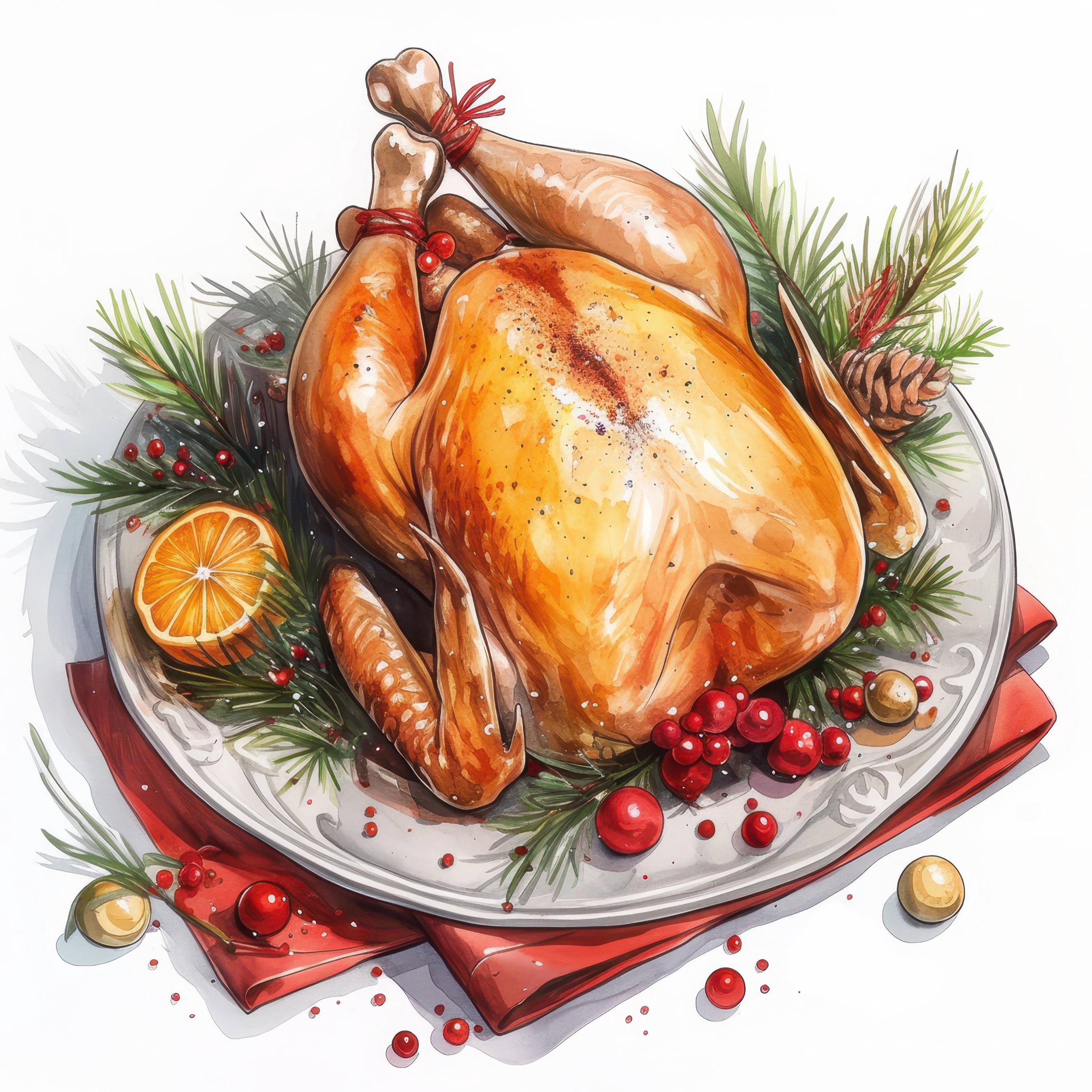 11 Roast Turkey Clipart Bundle, Festive Holiday Feast Illustration ...