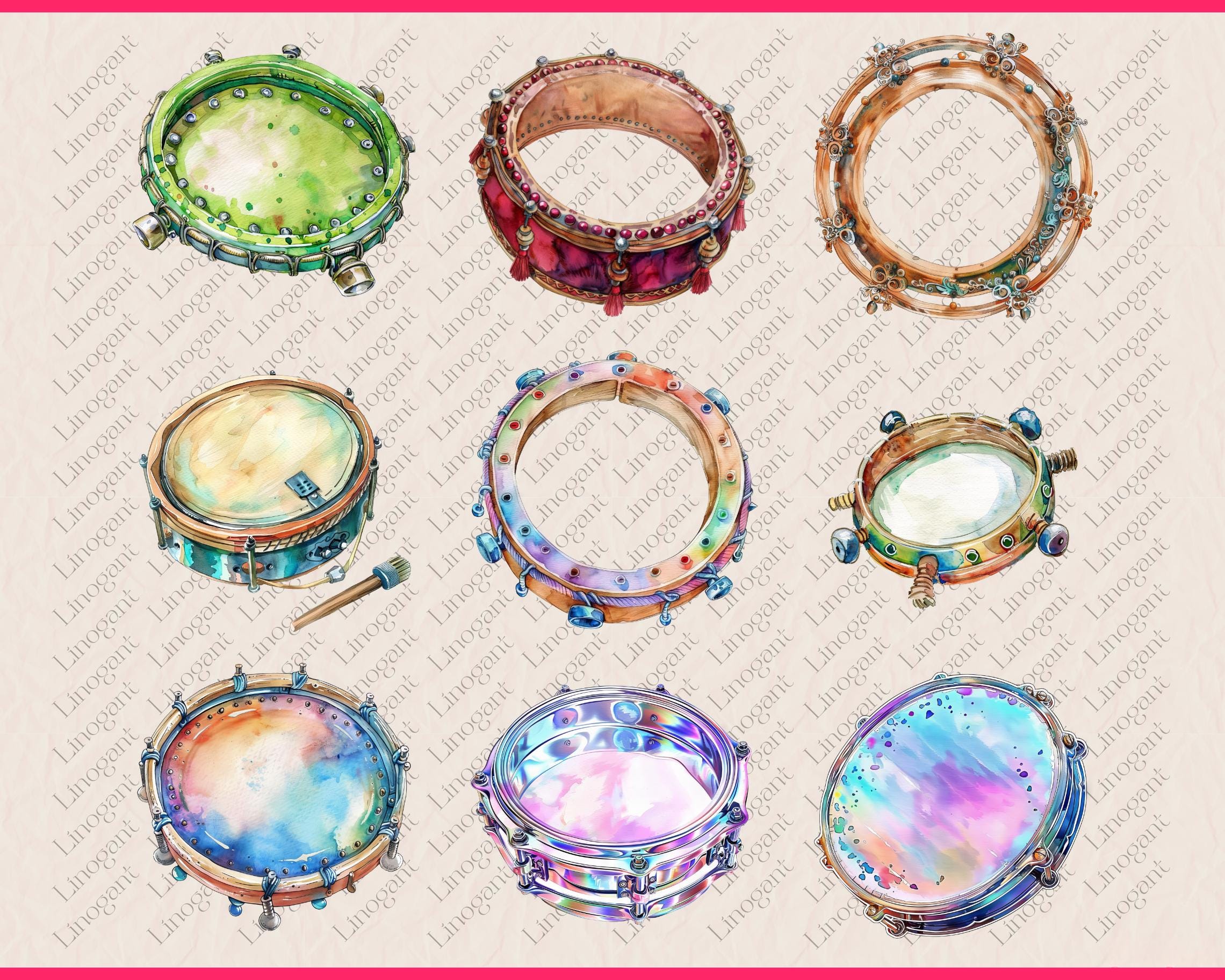 61 PNG Tambourine Clipart, Watercolor Musical Clipart, Playful Music ...