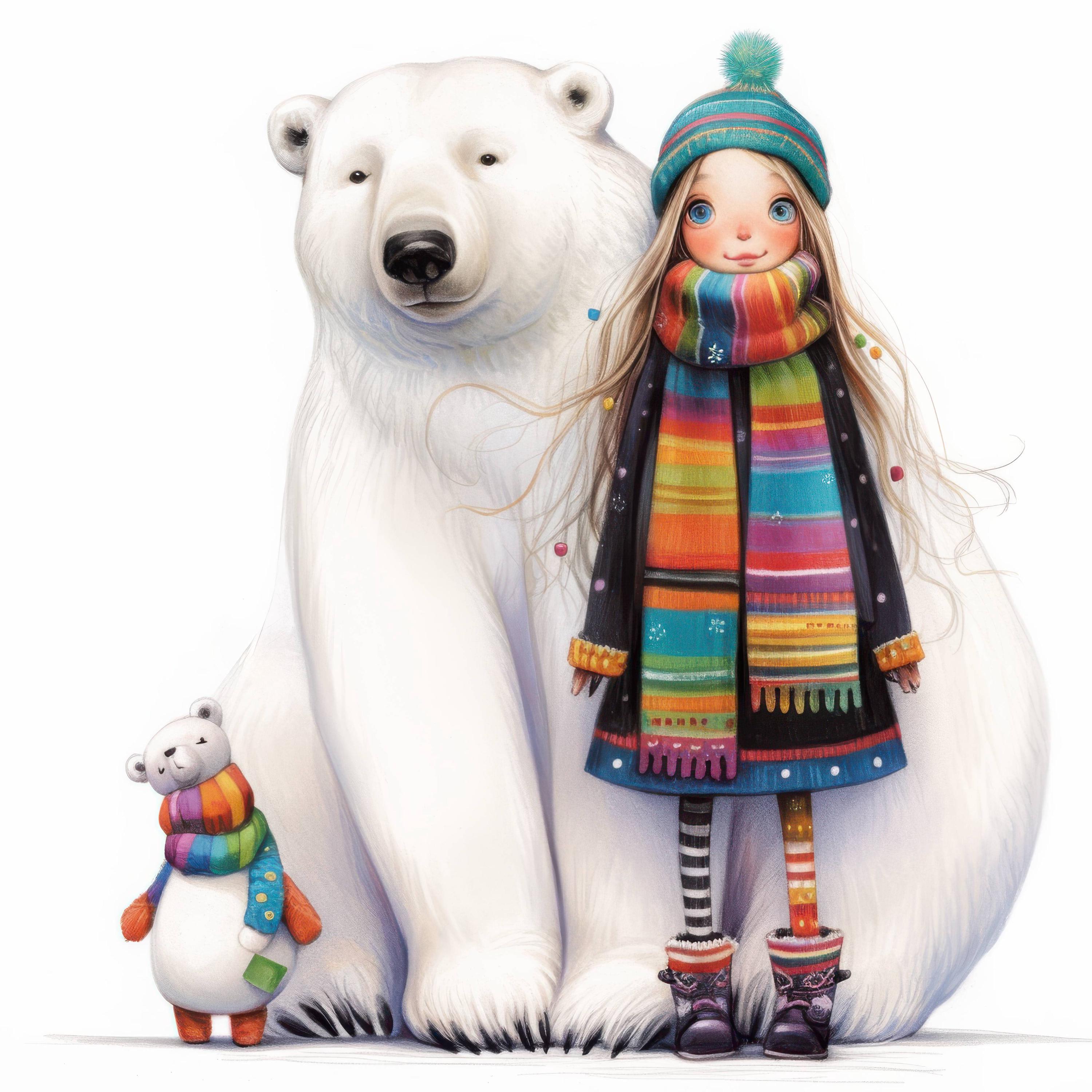 Quirky Polar Bear Clipart 11 High Res Watercolor Jpgs for Junk Journals ...
