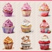 Watercolor Cupcake Clipart Bundle, Cupcakes Clip Art Set, Dessert PNG ...