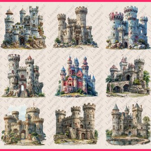 Watercolor Medieval Castle Clipart Bundle,middle Age Historical ...