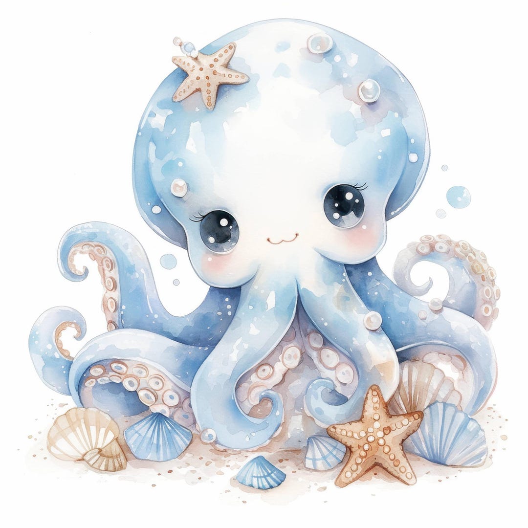 12 Sea Creatures Clipart Bundle, Ocean Life Illustration, Printable Sea ...