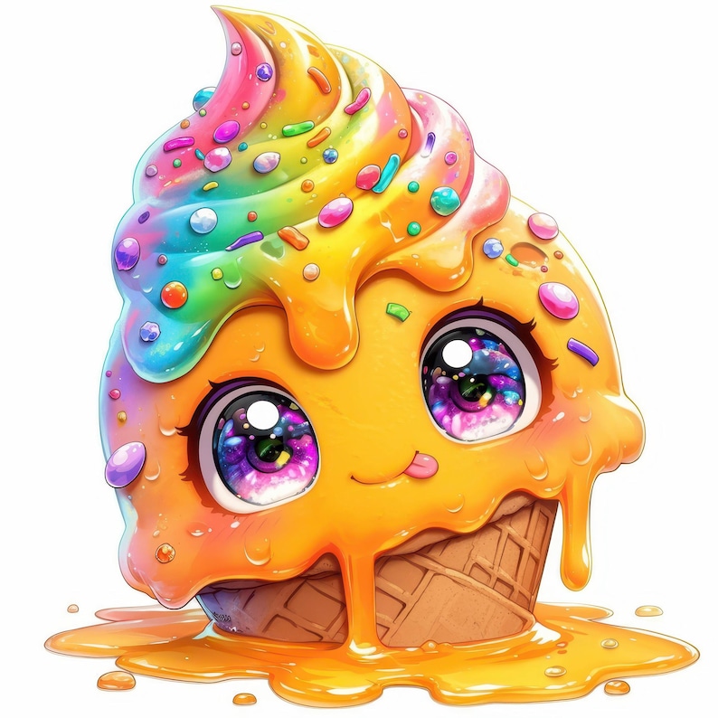 17 Cute Ice Cream Cone Clipart Bundle, Summer Dessert Illustration ...