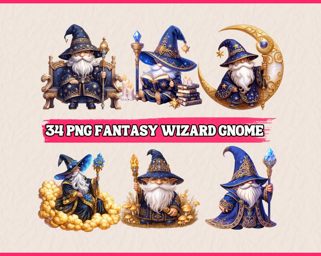 34 PNG Fantasy Wizard Gnome Clipart, Cute Gnomes, Magical Gnome, Gnome ...