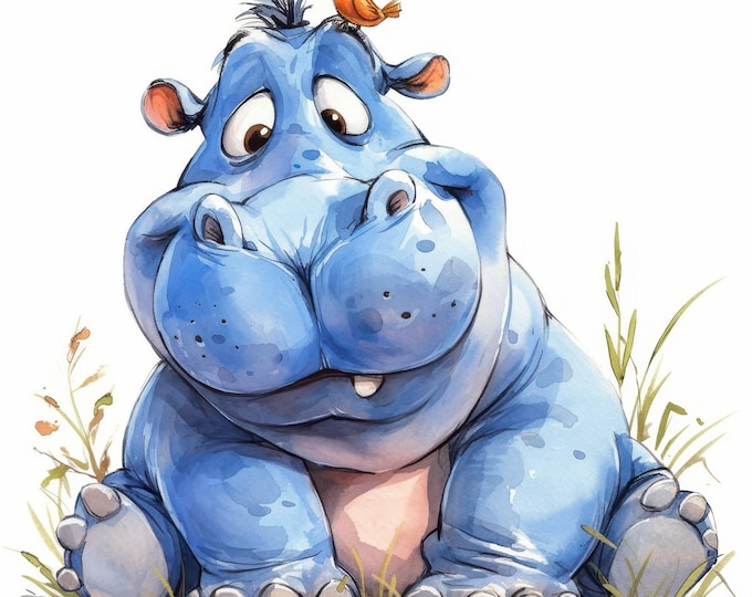 15 Cartoon Hippo Clipart Bundle, Cute Hippopotamus Illustrations ...