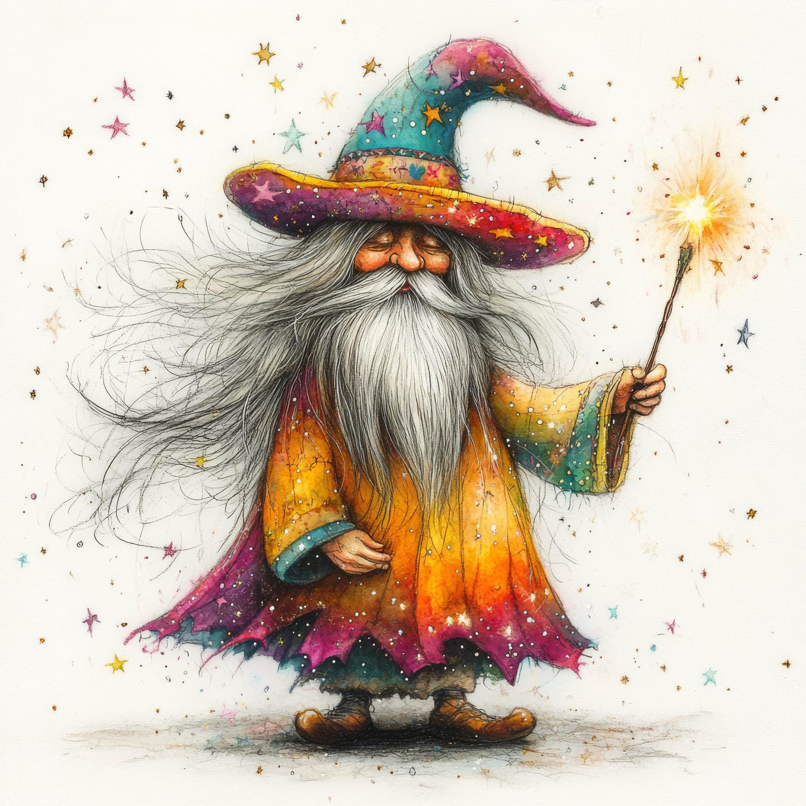 Frazzled Wizard Clip Art 12 High Res Watercolor Jpgs for Junk Journals ...
