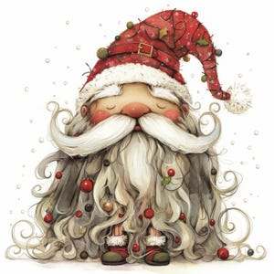 Whimsical Scruffy Santa Clip Art 10 High Res Watercolor Jpgs Junk ...