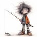 Frazzled Fishing Kid Clipart 15 High Res Watercolor Jpgs, Junk ...