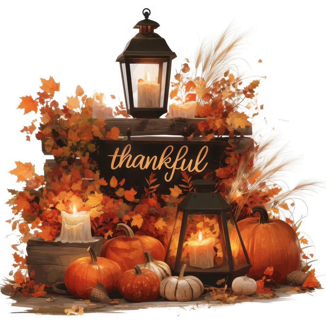 15 Fall Thanksgiving Clipart Bundle, Seasonal Autumn Harvest ...