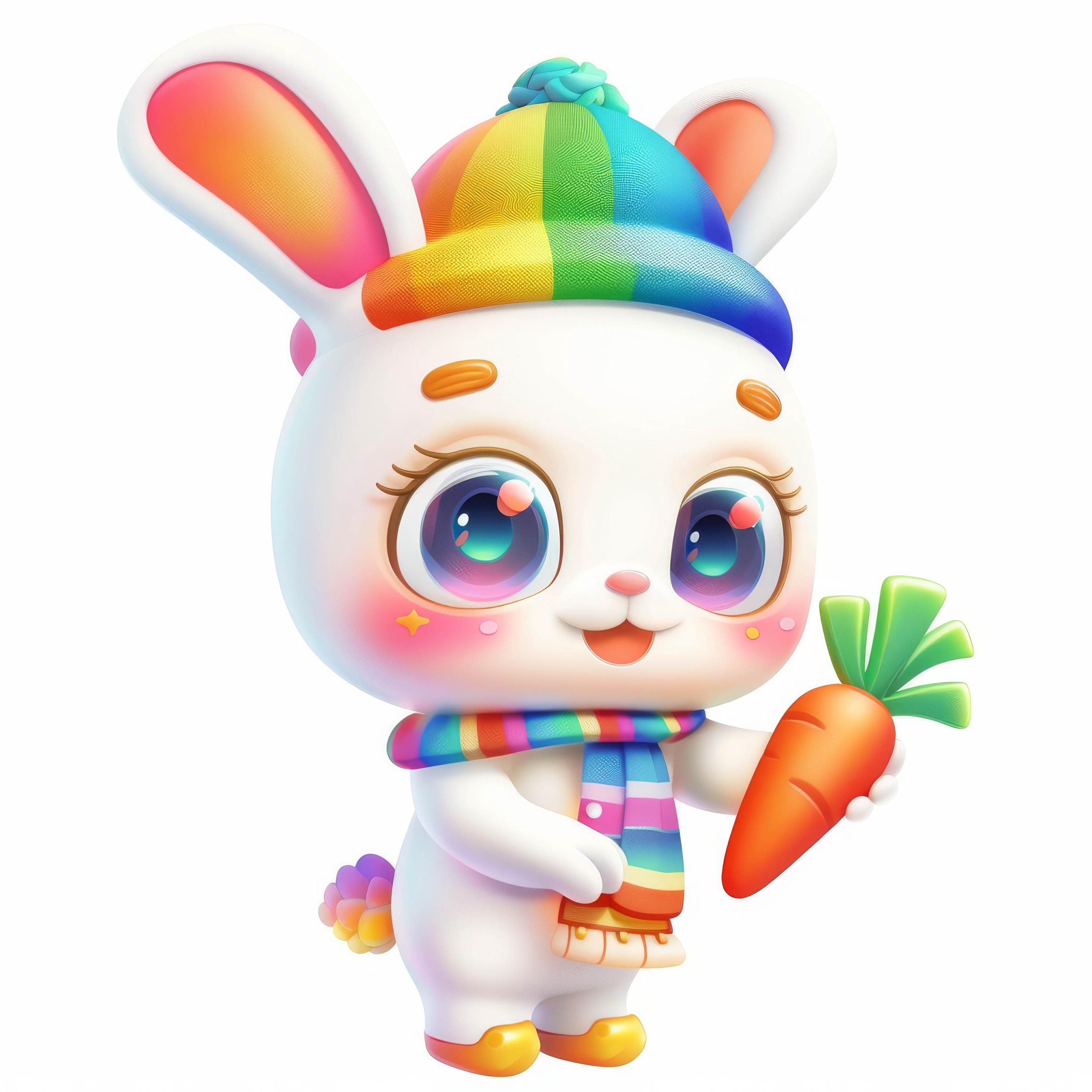 Rainbow Rabbit Clip Art 10 High Res Watercolor Jpgs for Junk Journaling ...