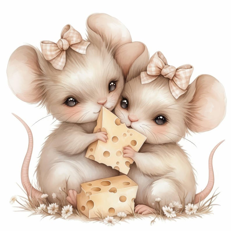 10 Woodland Mouse Family Clipart Bundle, Cute Mouse Illustration ...
