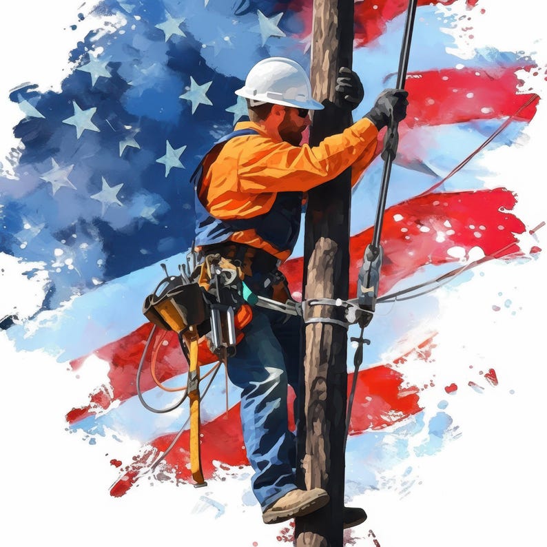 11 Lineman Clipart Bundle, Utility Worker Character Illustration ...