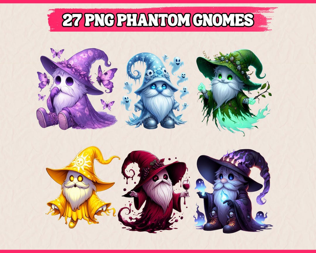 27 PNG Phantom Gnomes With Spirits Clipart, Cute Gnomes, Ghost Gnome ...