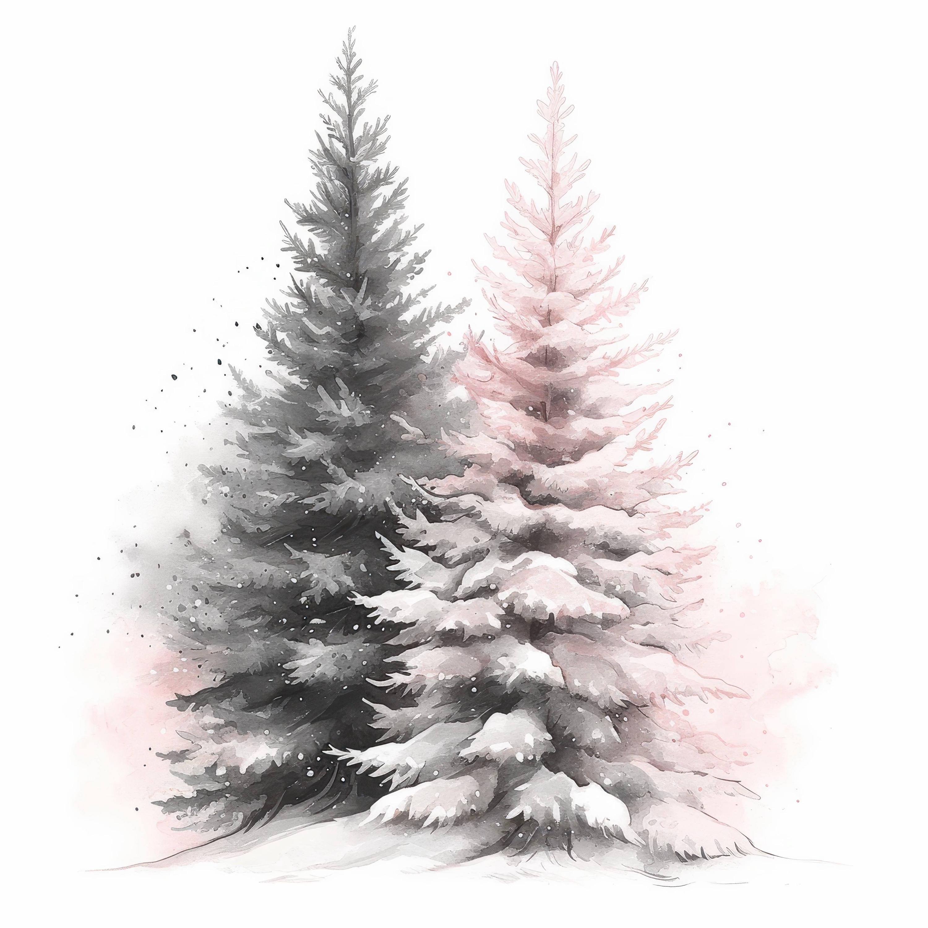 16 Winter Pine Trees Clipart Bundle, Elegant Winter Illustration ...