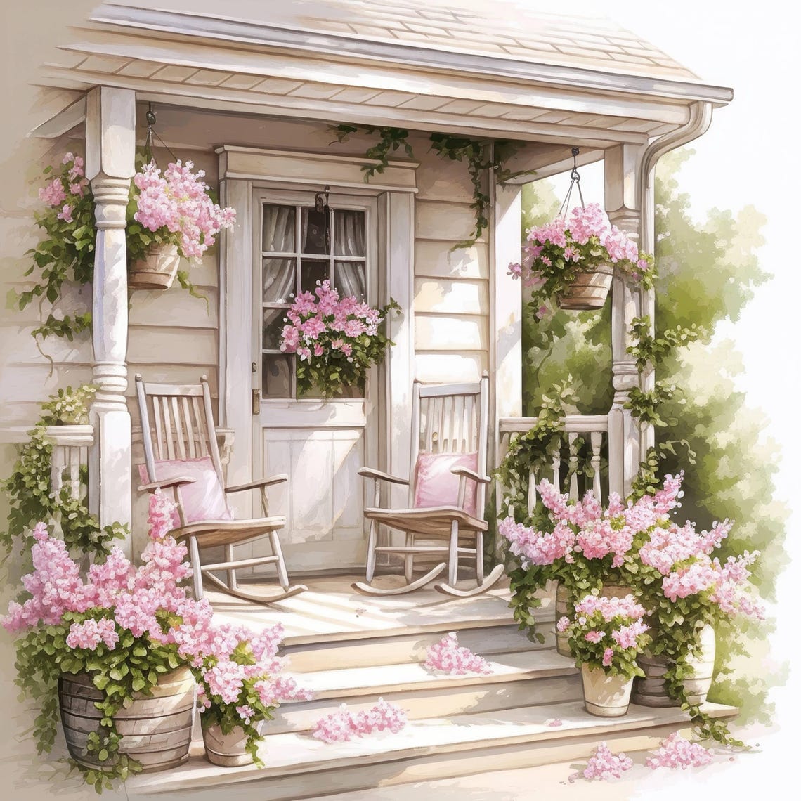 15 Spring Porch Clipart Bundle, Charming Outdoor Entrance Illustration ...