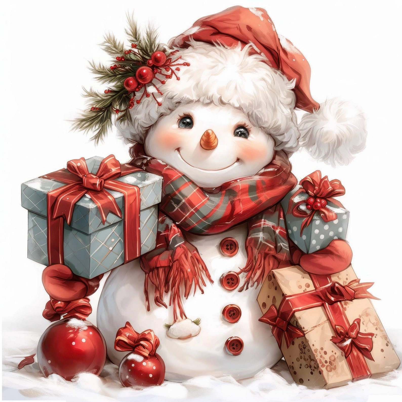 10 Christmas Snowman Clipart Bundle, Festive Winter Character ...