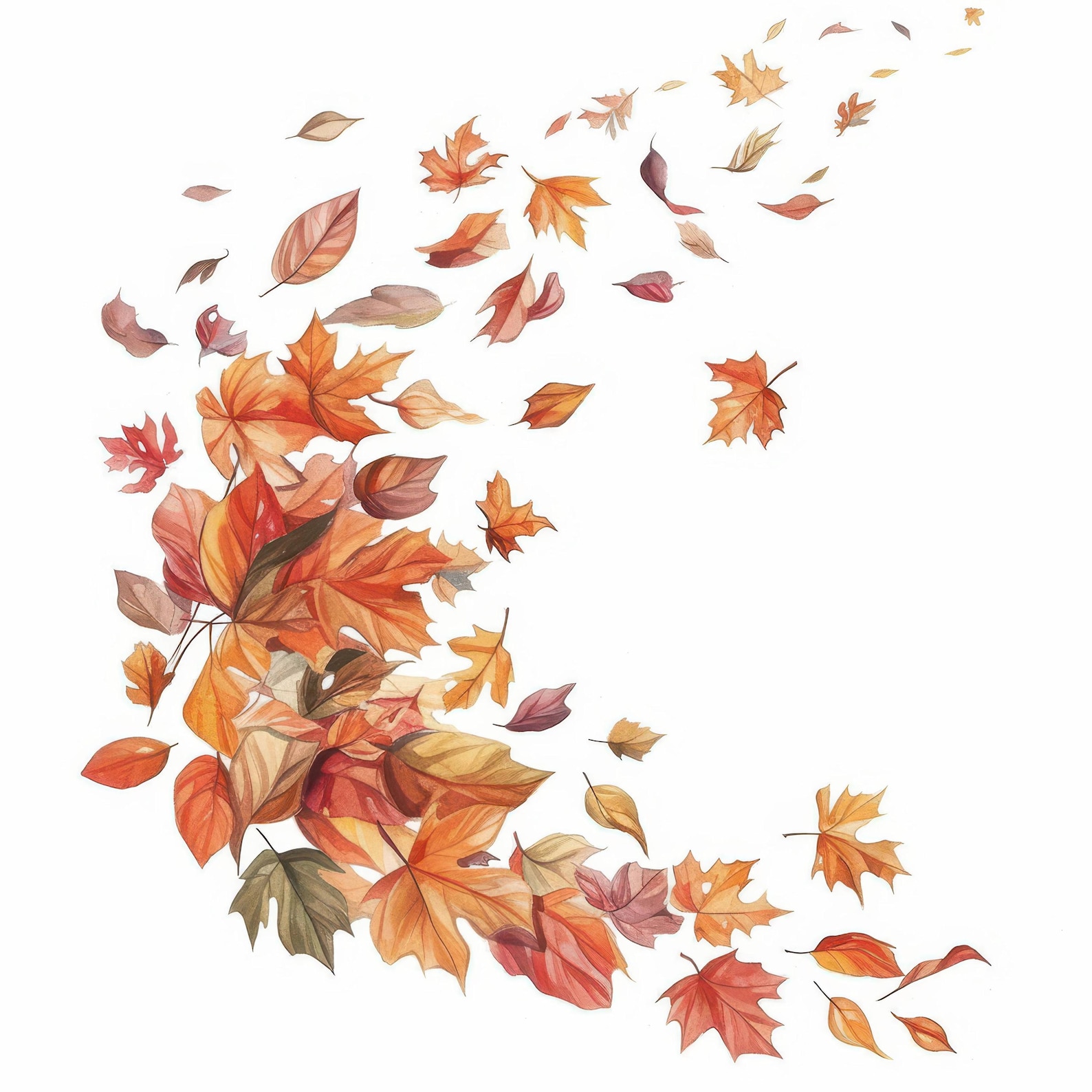 10 Falling Autumn Leaves Clipart Bundle, Fall Decor Illustration ...