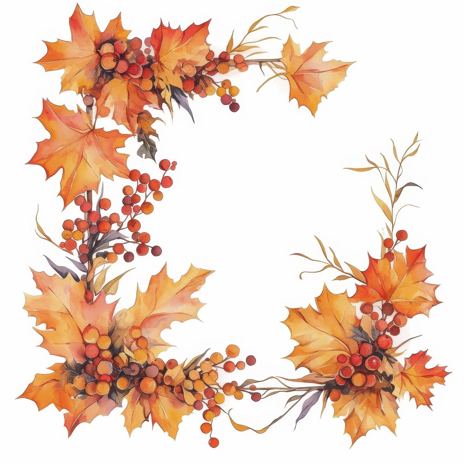 11 Fall Frame Clipart Bundle, Autumn Leaves Border Illustration ...