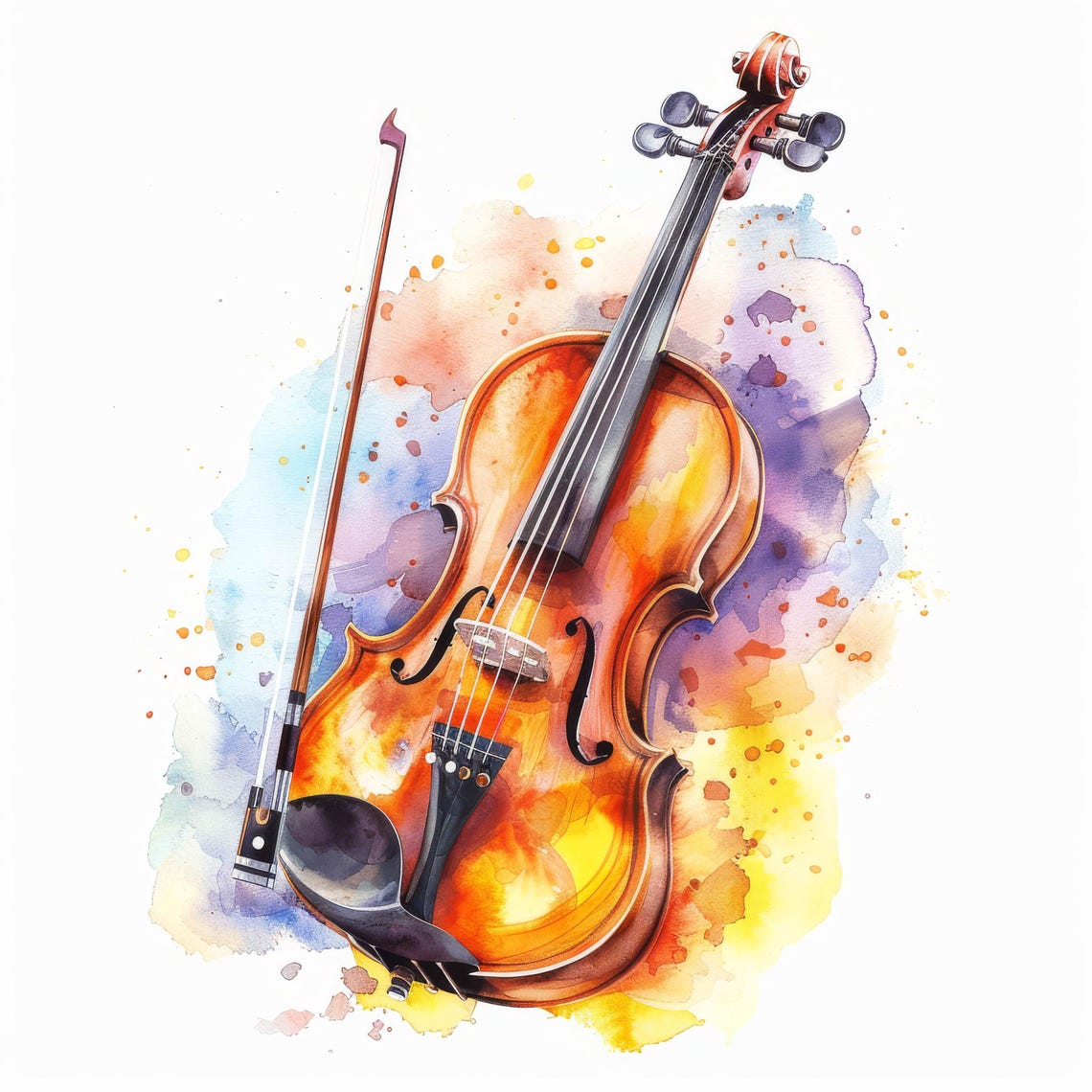 Violin Color Splash Clip Art 10 High Res Watercolor Jpgs Junk ...