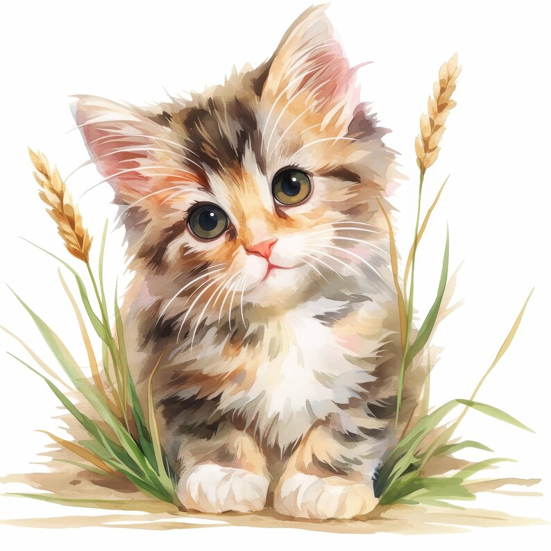 13 Cat Farm Clipart Bundle, Rustic Feline Animal Illustration ...