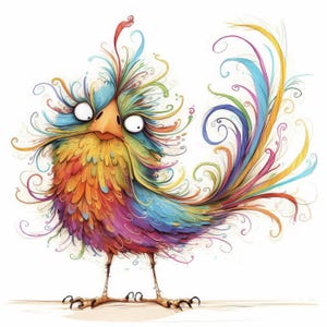 Frazzled Bird Clip Art 13 High Res Watercolor Jpgs for Junk Journaling ...