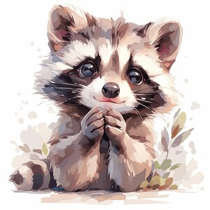 13 Cute Raccoon Clipart Bundle, Adorable Forest Animal Illustration ...