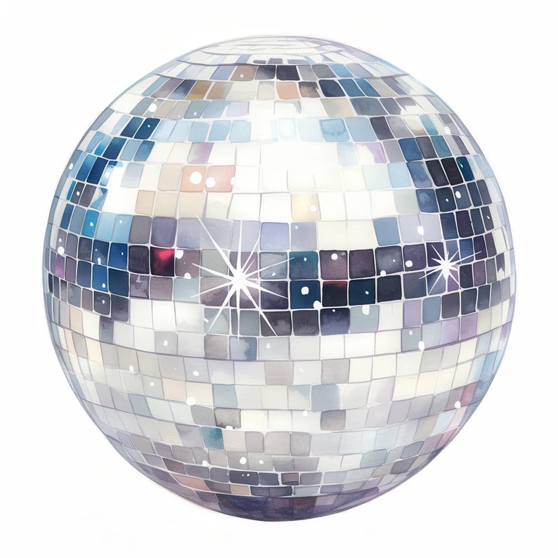 12 Silver Disco Balls Clipart Bundle, Retro Party Illustration ...