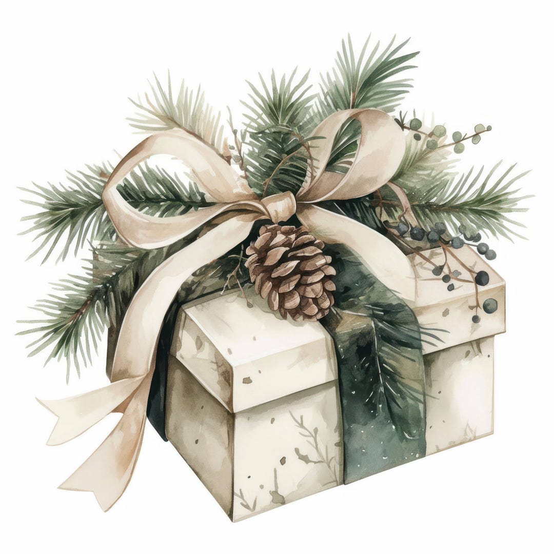 12 Gift Box Watercolor Clipart, Christmas Holiday Packaging ...