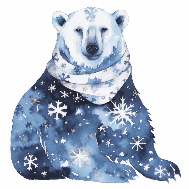 10 Polar Bear Clipart Bundle, Arctic Winter Animal Illustration ...