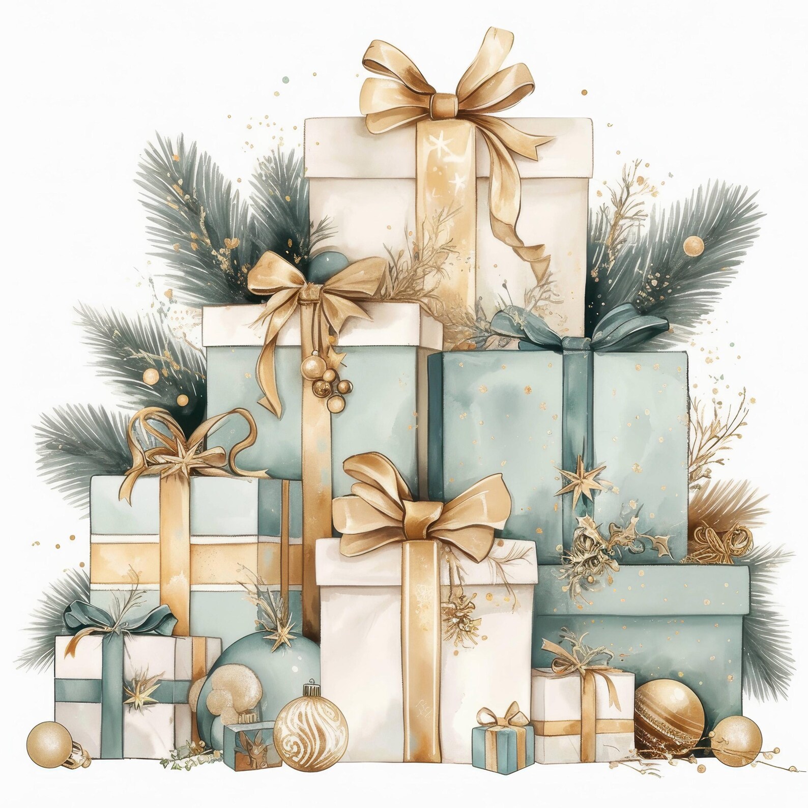 10 Winter Gift Box Clipart Bundle, Snowy Present Illustration ...