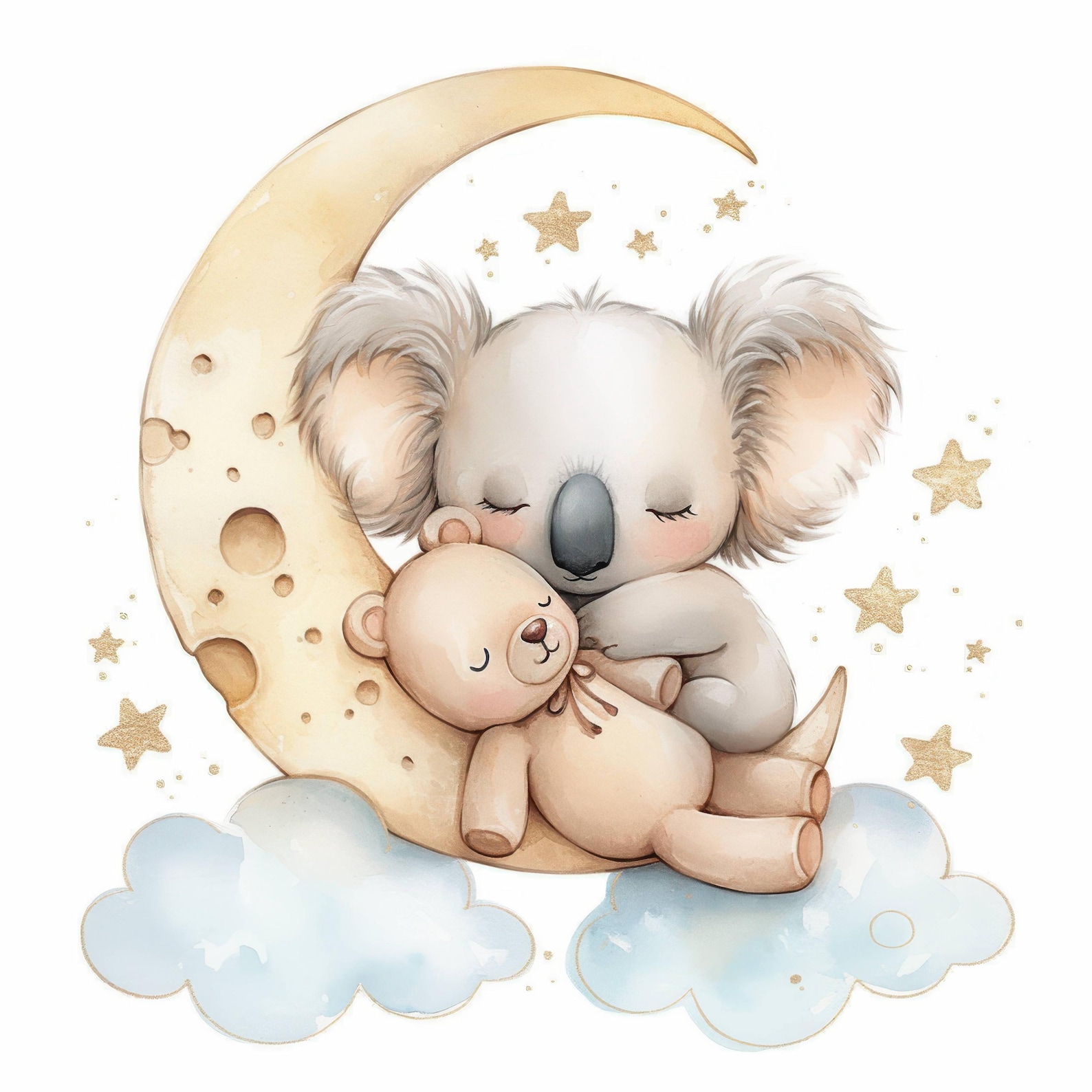 10 Nursery Sleepy Koala Clipart Bundle, Dreamy Eucalyptus Illustration ...