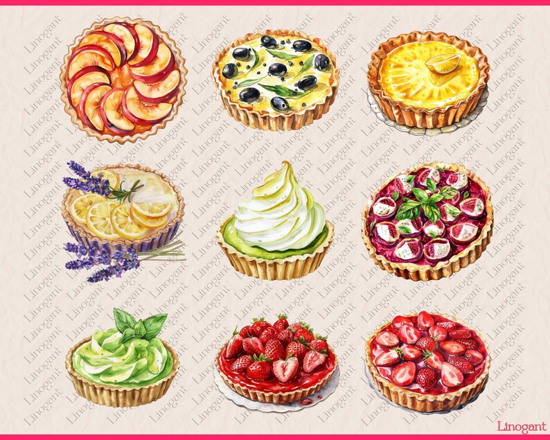 34 Sweet Tarts Clipart | Tarts With Peach, Strawberry, Jam, Almond ...