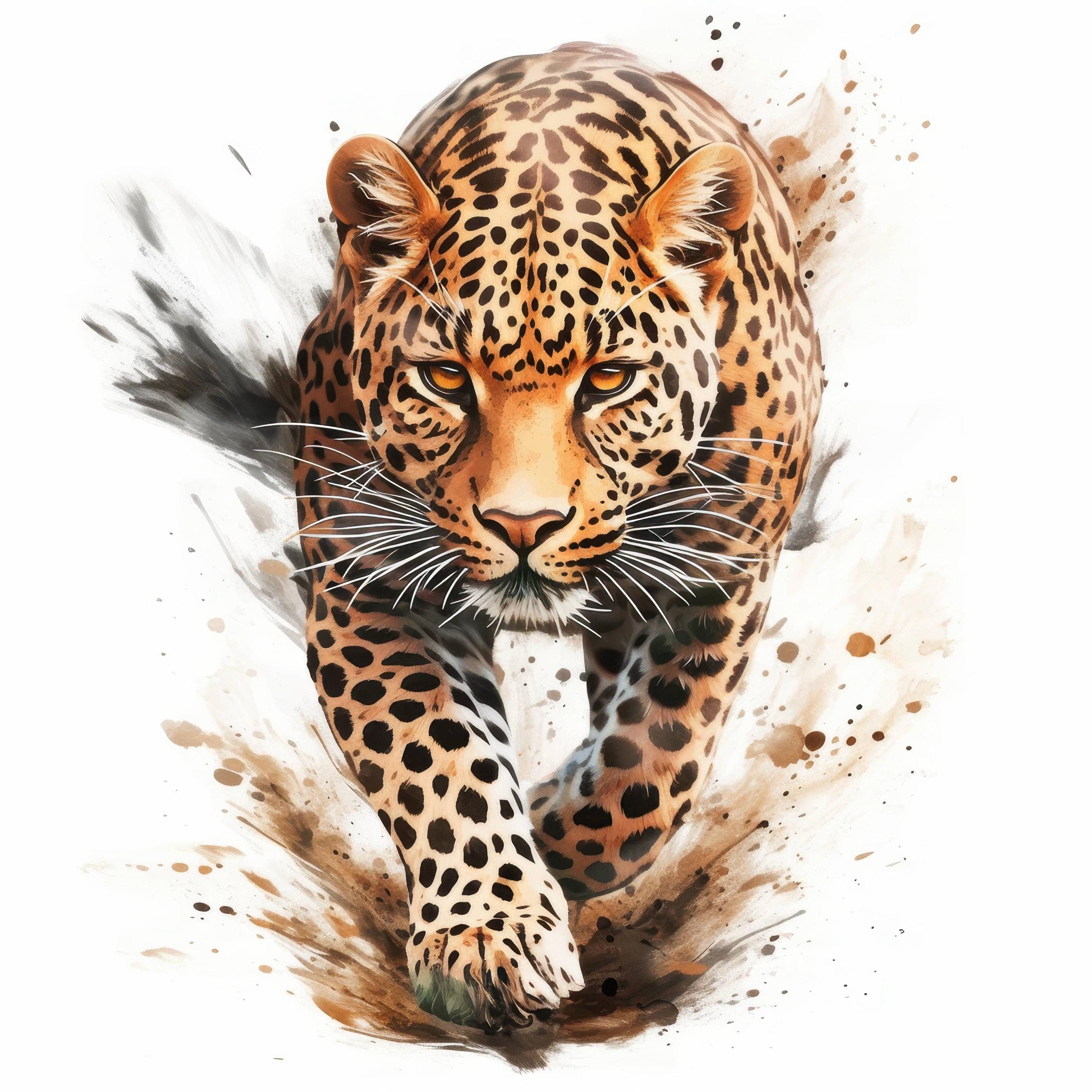 12 Watercolor Leopard Clipart Bundle, Wild Jungle Cat Illustration ...