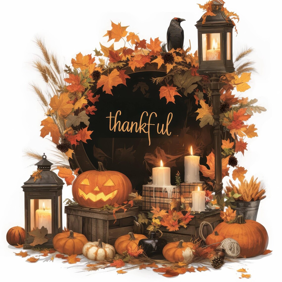 15 Fall Thanksgiving Clipart Bundle, Seasonal Autumn Harvest ...