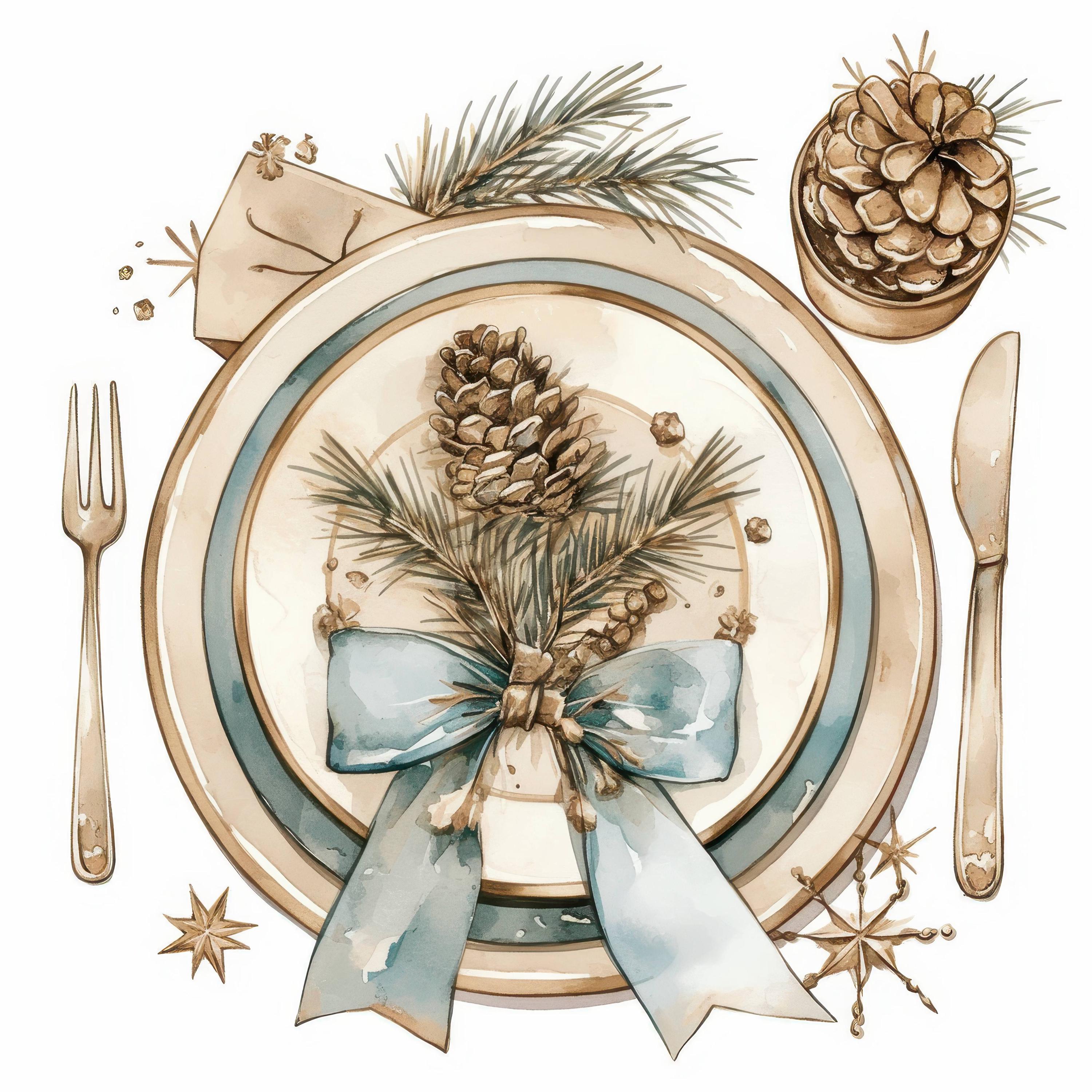 11 Winter Dining Table Clipart Bundle, Festive Dinner Designs ...