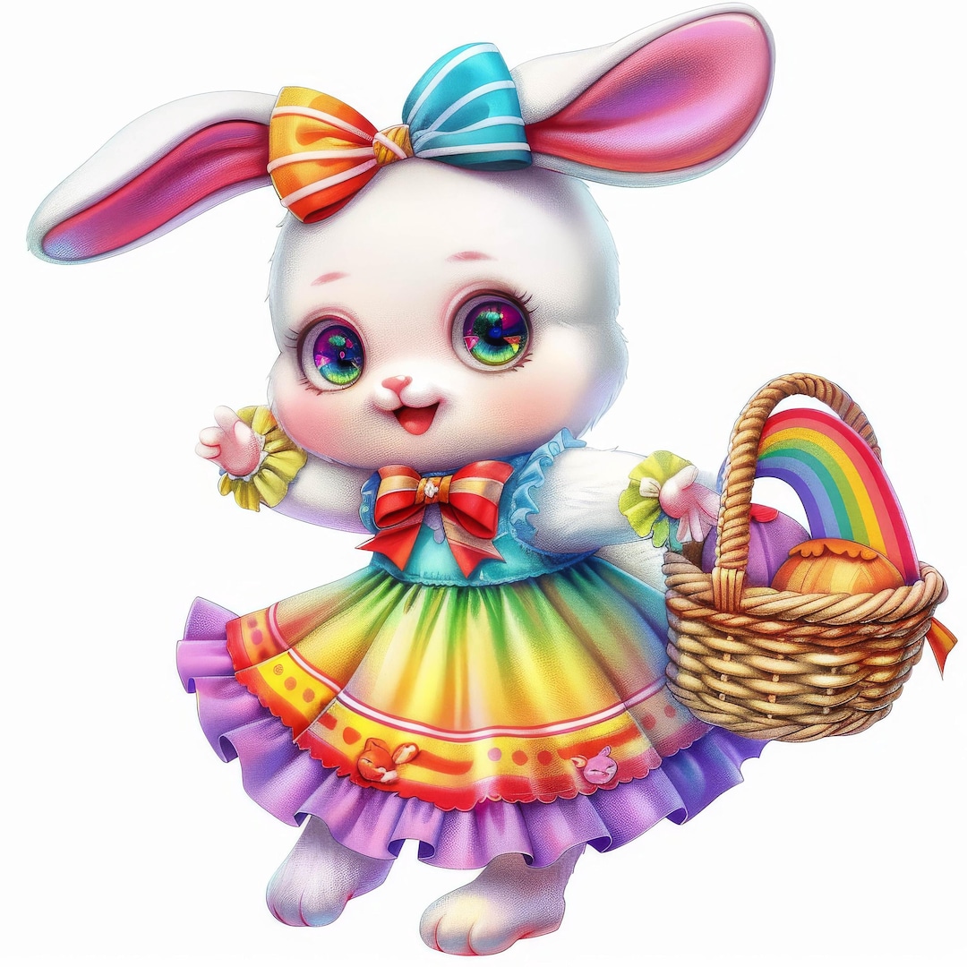 Cute Cartoon Bunny Clip Art 10 High Res Watercolor Jpgs Junk Journals ...