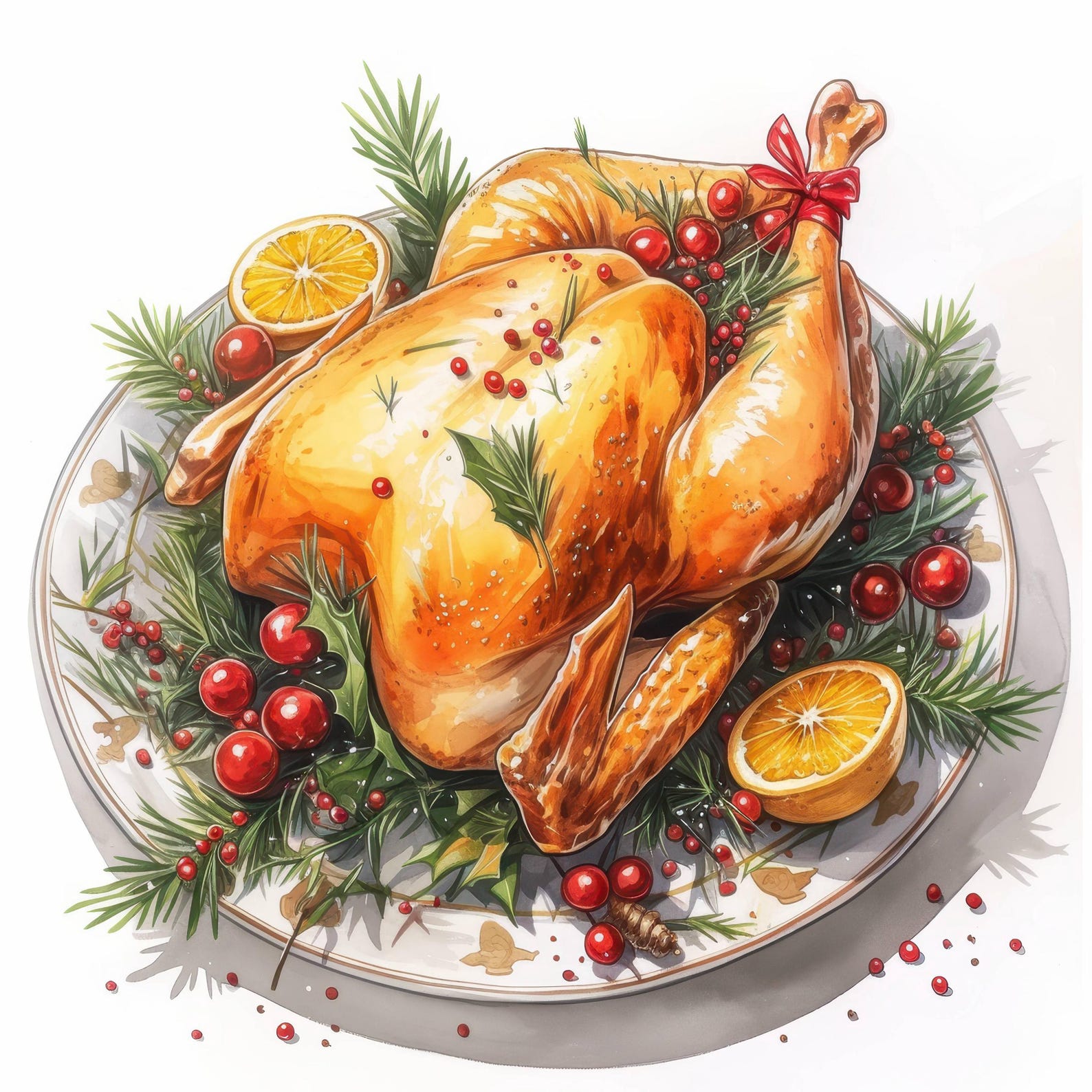 11 Roast Turkey Clipart Bundle, Festive Holiday Feast Illustration ...