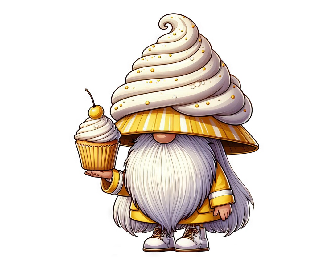 12 PNG Cupcake Gnomes Clipart | Cute Gnomes, Gnome Bundle, Bakery and ...