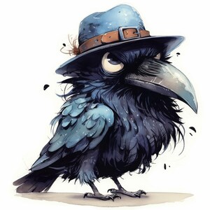 Grumpy Crow Clip Art 10 High Res Watercolor Jpgs Junk Journals ...