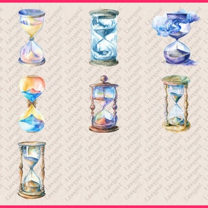 Watercolor Hourglass Sand Timer Clipart Bundle, Magical Fantasy Wooden ...