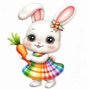 Rainbow Rabbit Clip Art 10 High Res Watercolor Jpgs for Junk Journaling ...