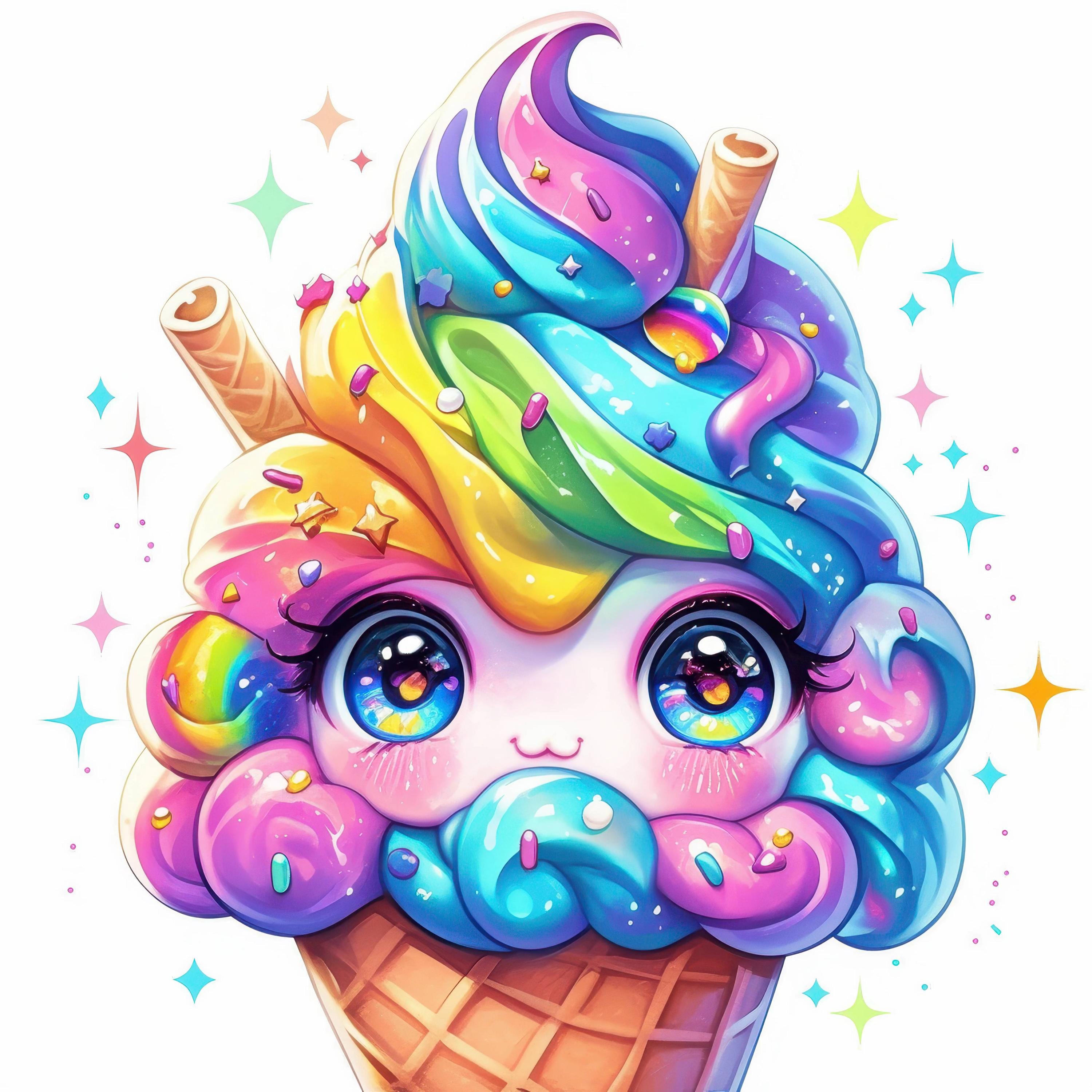 17 Cute Ice Cream Cone Clipart Bundle, Summer Dessert Illustration ...