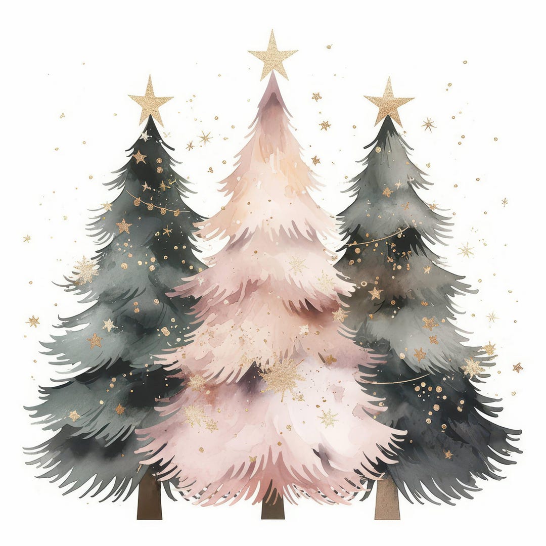 13 Christmas Trees Clipart Bundle, Evergreen Holiday Illustration ...