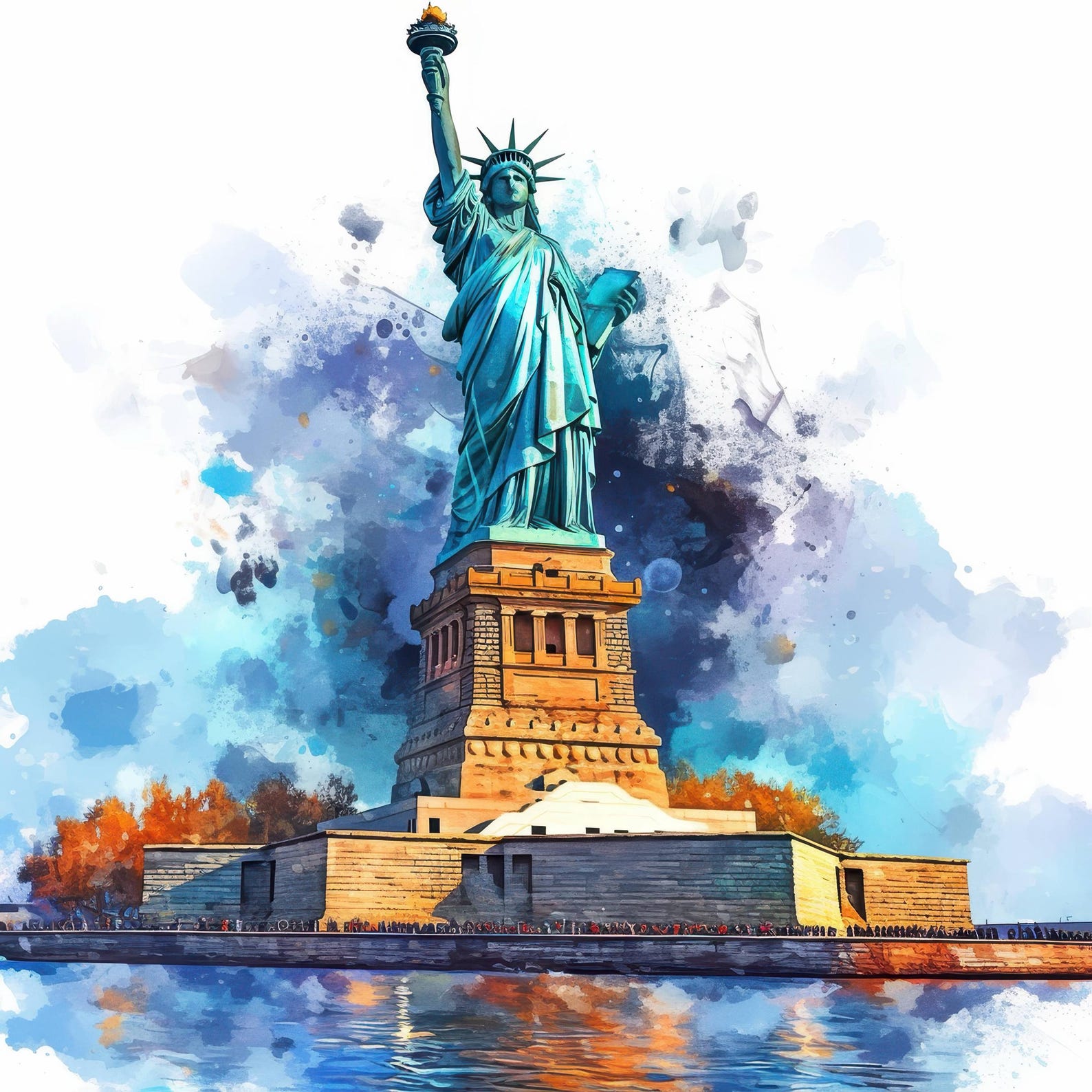 12 Statue of Liberty Evening Clipart Bundle, New York Skyline ...