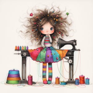 Whimsical Sewing Clip Art 10 High Res Watercolor Jpgs for Junk ...