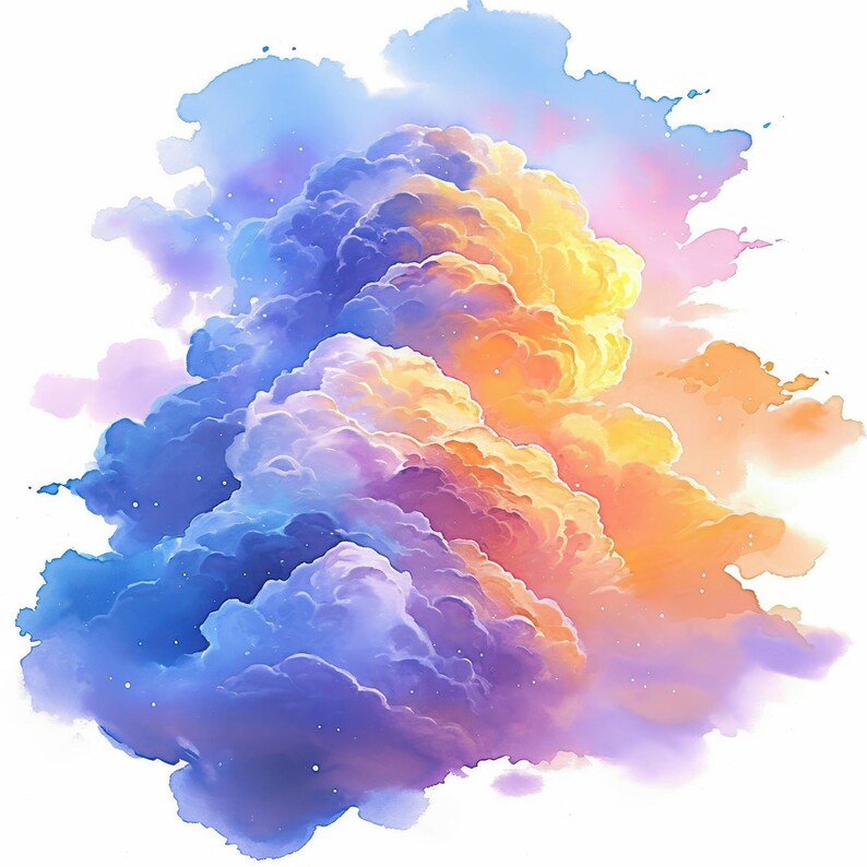 10 Magic Sunset Clouds Clipart Bundle, Dreamy Sky Scene Illustration ...